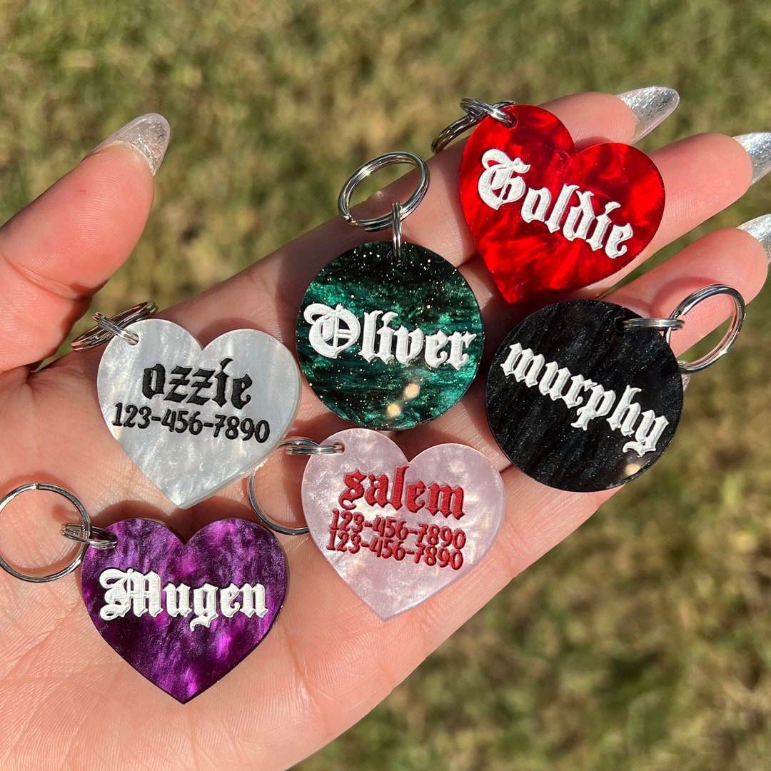 Custom Alternative Pet ID, Personalized Spooky Pet Tag, Gothic Pet Tag ...