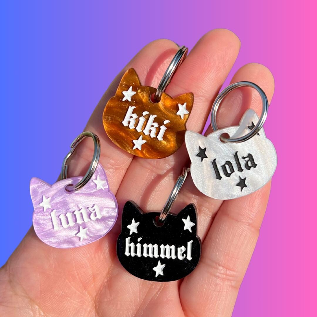 Alternative Starry Kitty Pet Tag, Custom Cat Pet Id Tag - Etsy