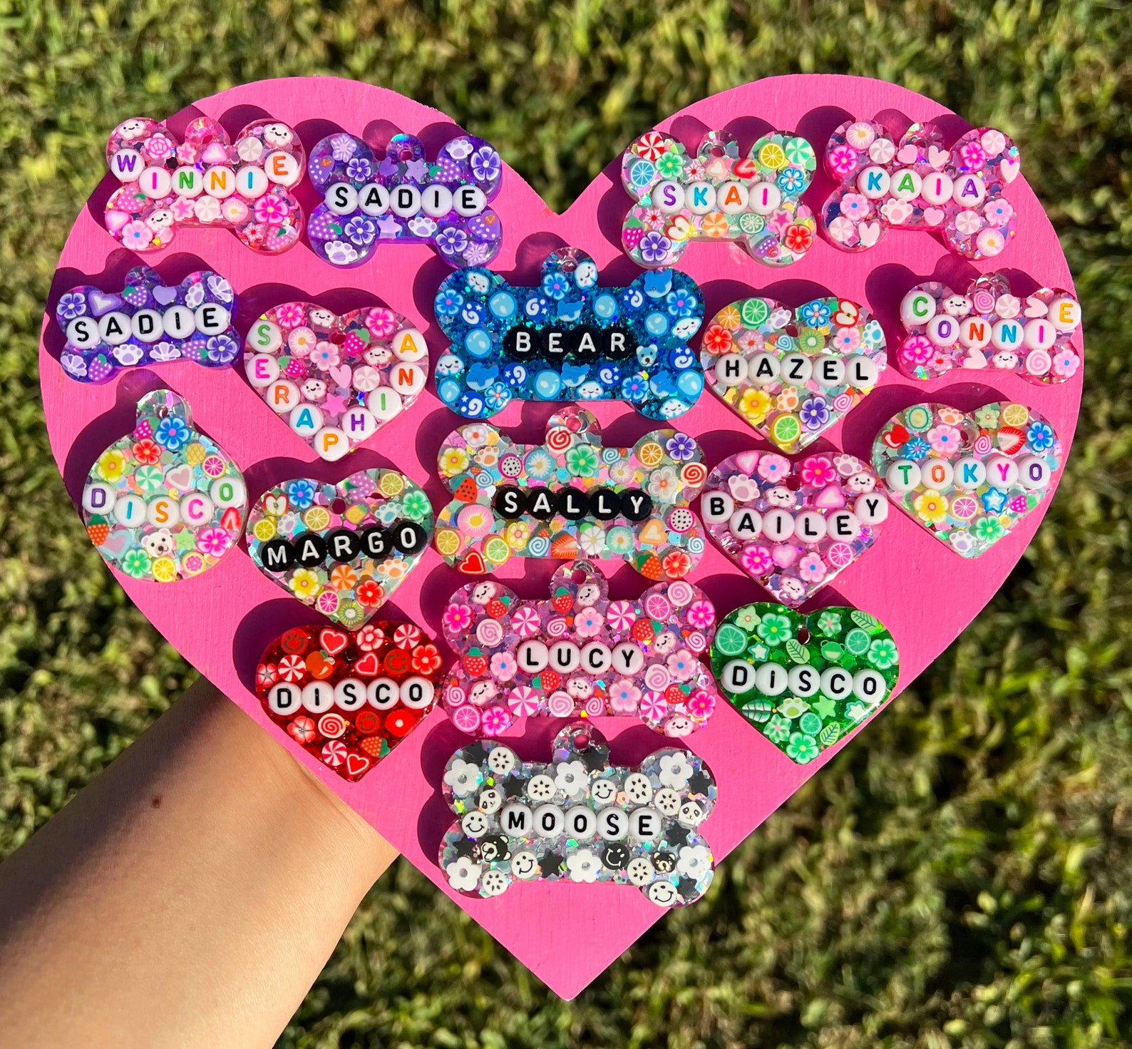 Personalized Resin Dog Cat Pet ID Tags With Letter Beads - Etsy