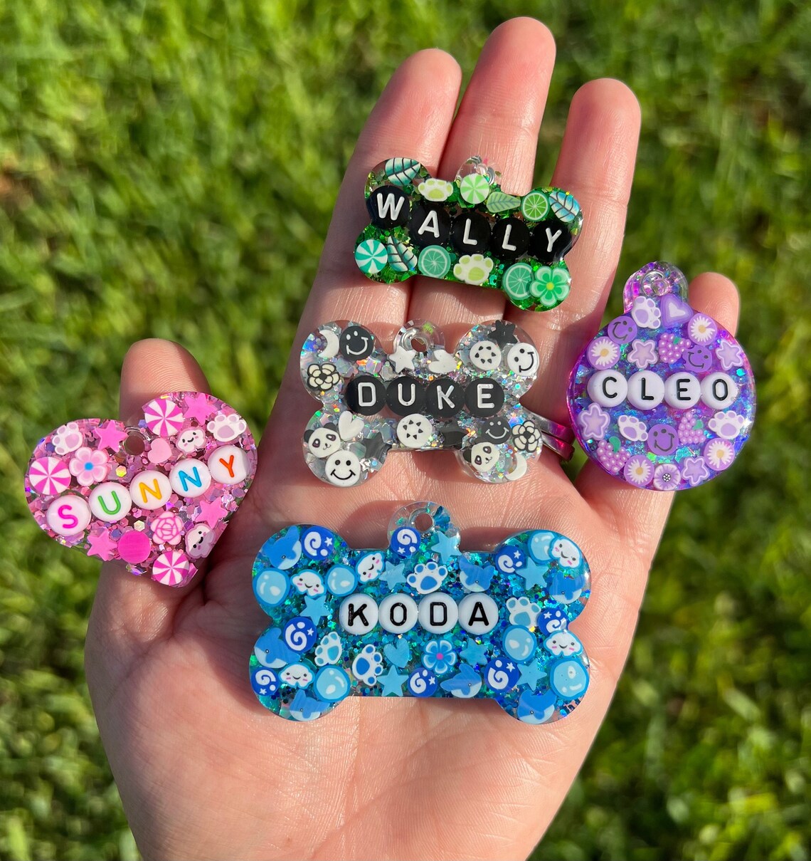 Custom Resin Pet ID Tags With Letter Beads Personalized Key - Etsy