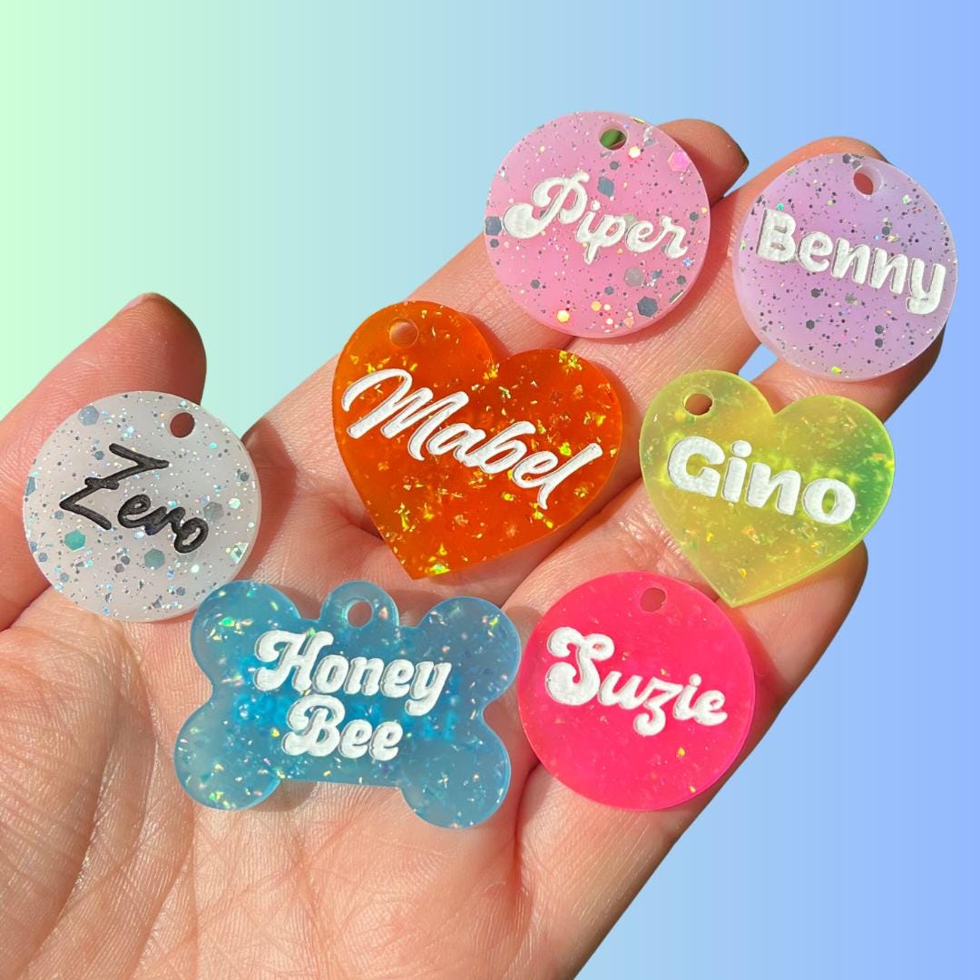 Sparkle Pet ID Tag, Personalized Sparkle Dog Tag - Etsy
