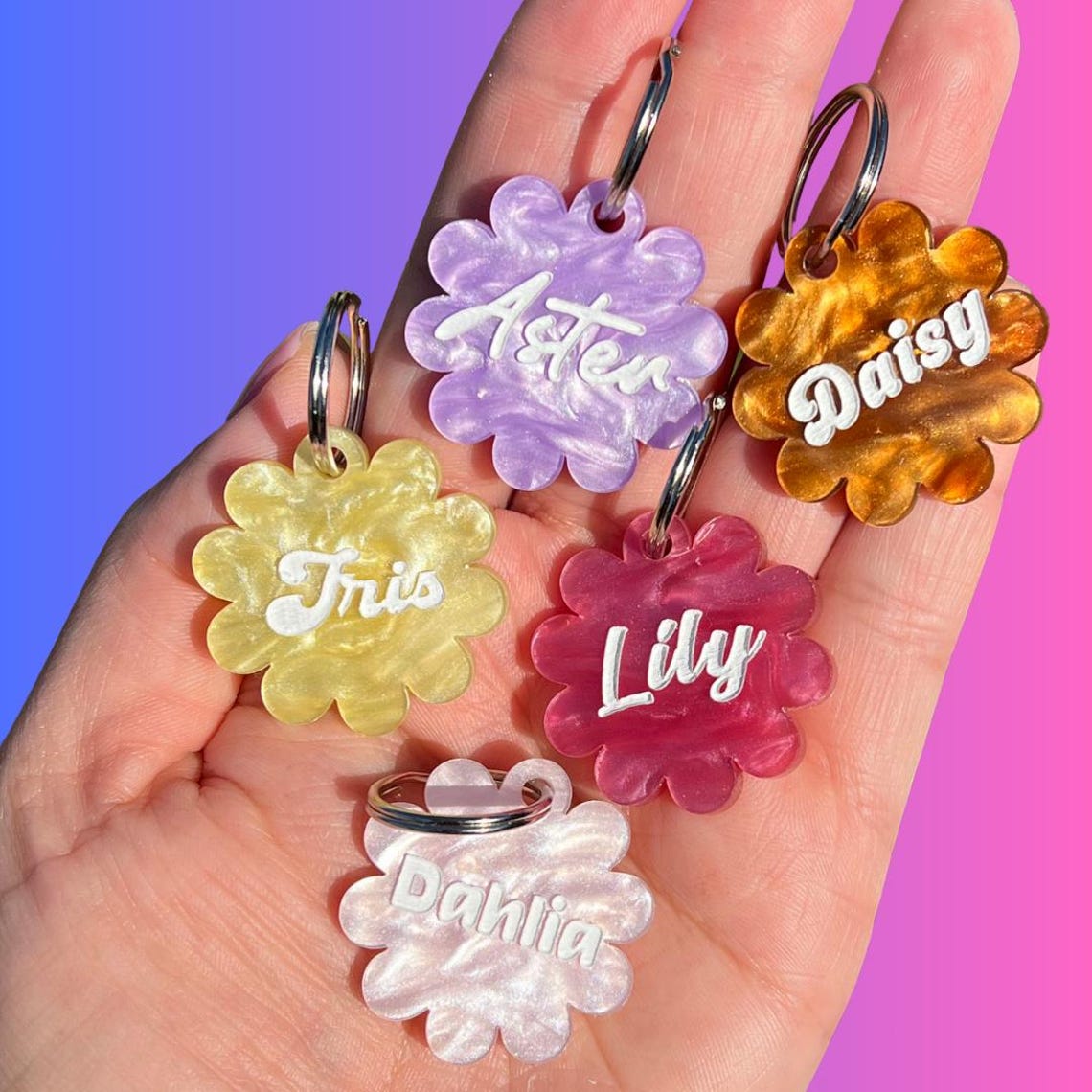 Daisy Pet ID Tag, Flower Dog Tag, Custom Pet Tag - Etsy