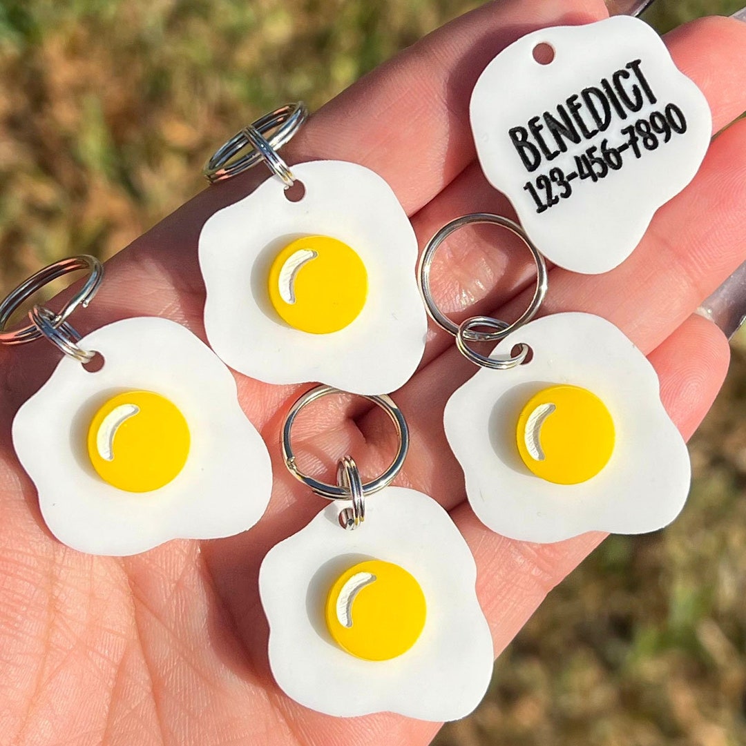 Acrylic Egg Pet Tag, Custom Egg Tag, Egg Pet ID, Fried Egg ID Tag - Etsy