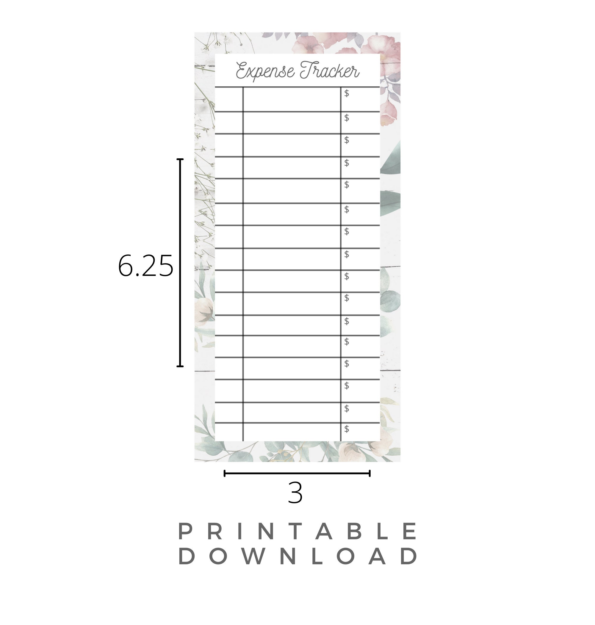 Printable Expense Trackers Floral Pattern Printable Cashless - Etsy