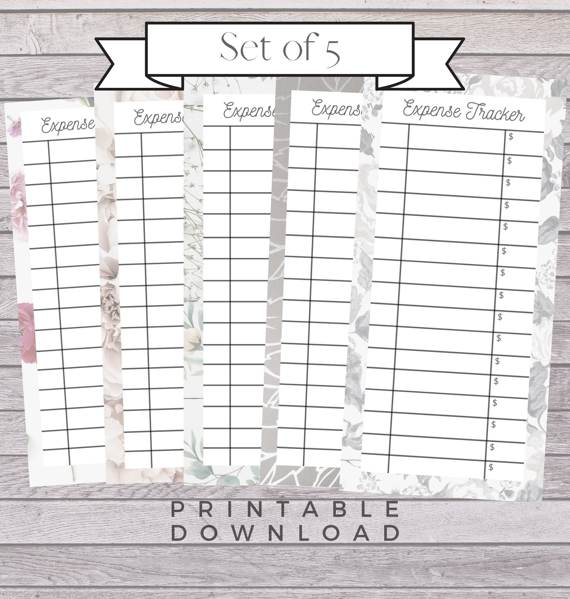 Printable Expense Trackers Floral Pattern Printable Cashless - Etsy