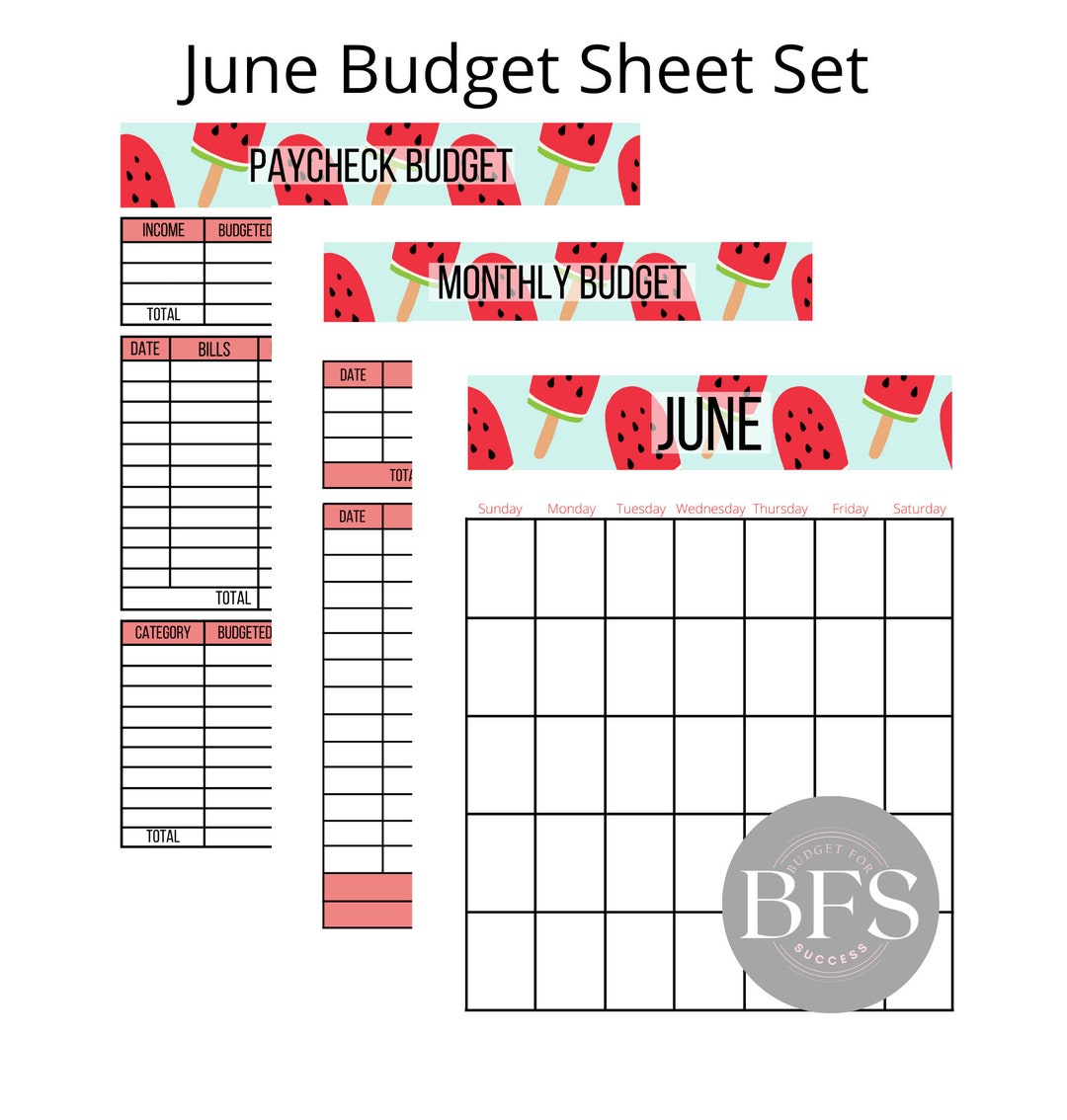 June Budget Sheet Set | Budgeting Plan | June Budget | Finance ...