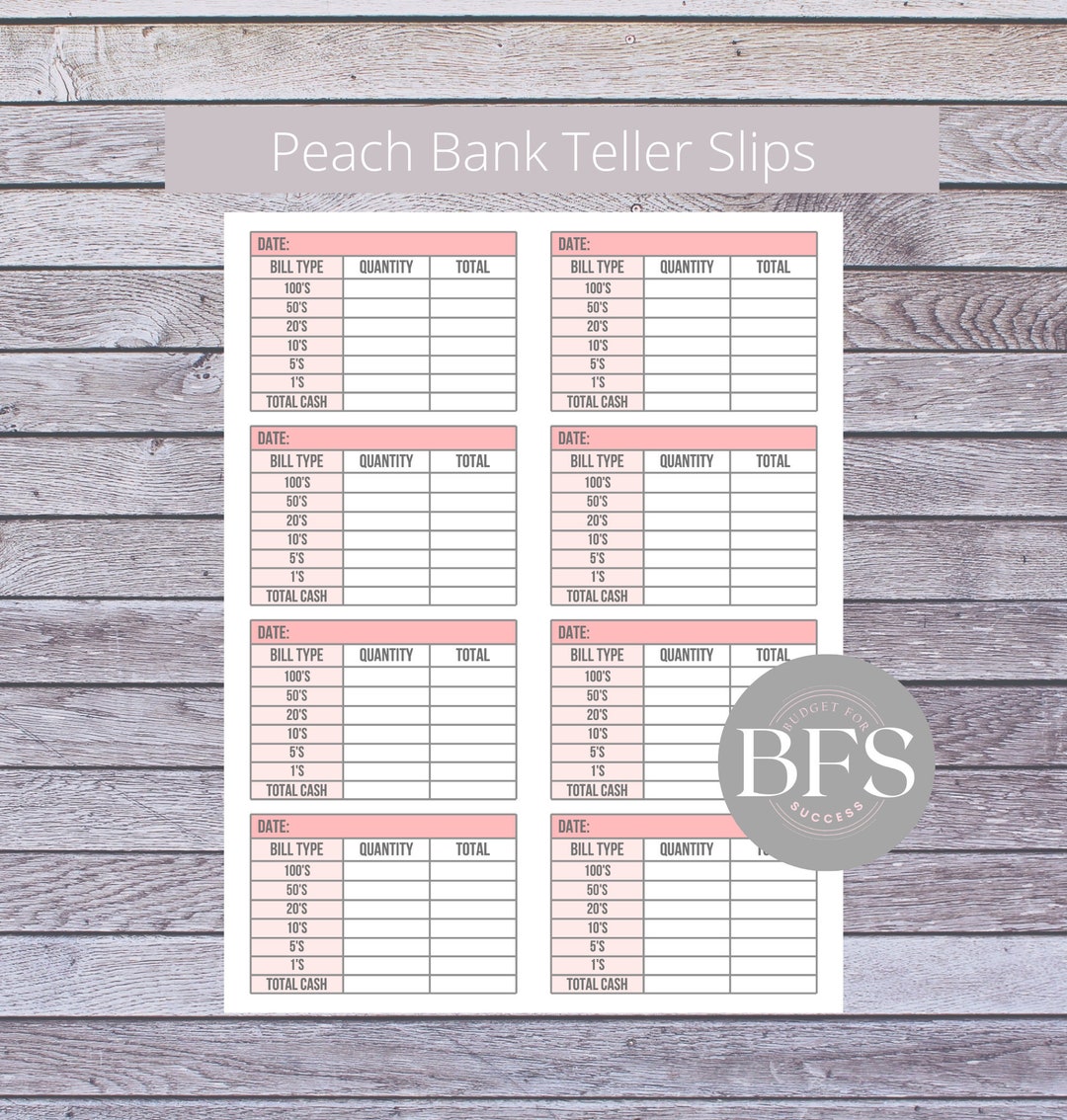 Printable Bank Teller Slips | Teller Slips | Bank Slips | Cash ...