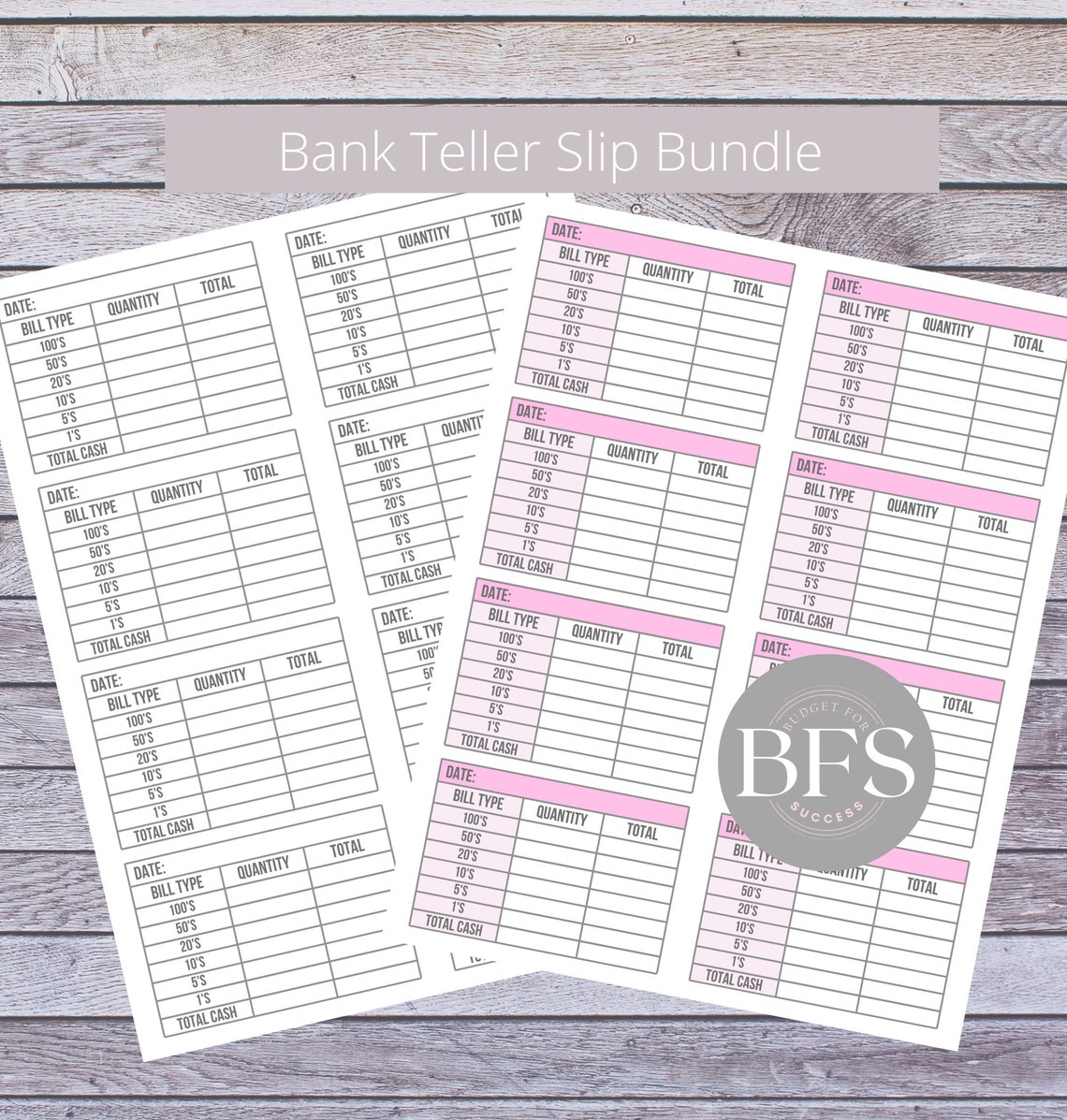 Printable Bank Teller Slips Bundle Teller Slips Bank Slips Cash ...