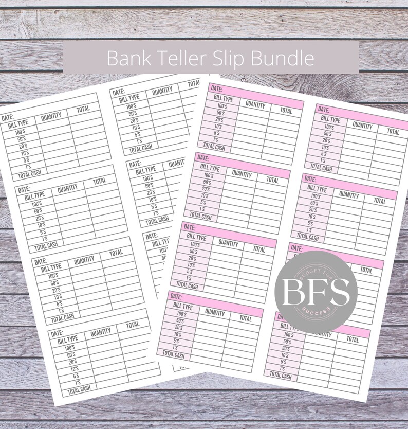 Printable Bank Teller Slips Bundle | Teller Slips | Bank Slips | Cash ...