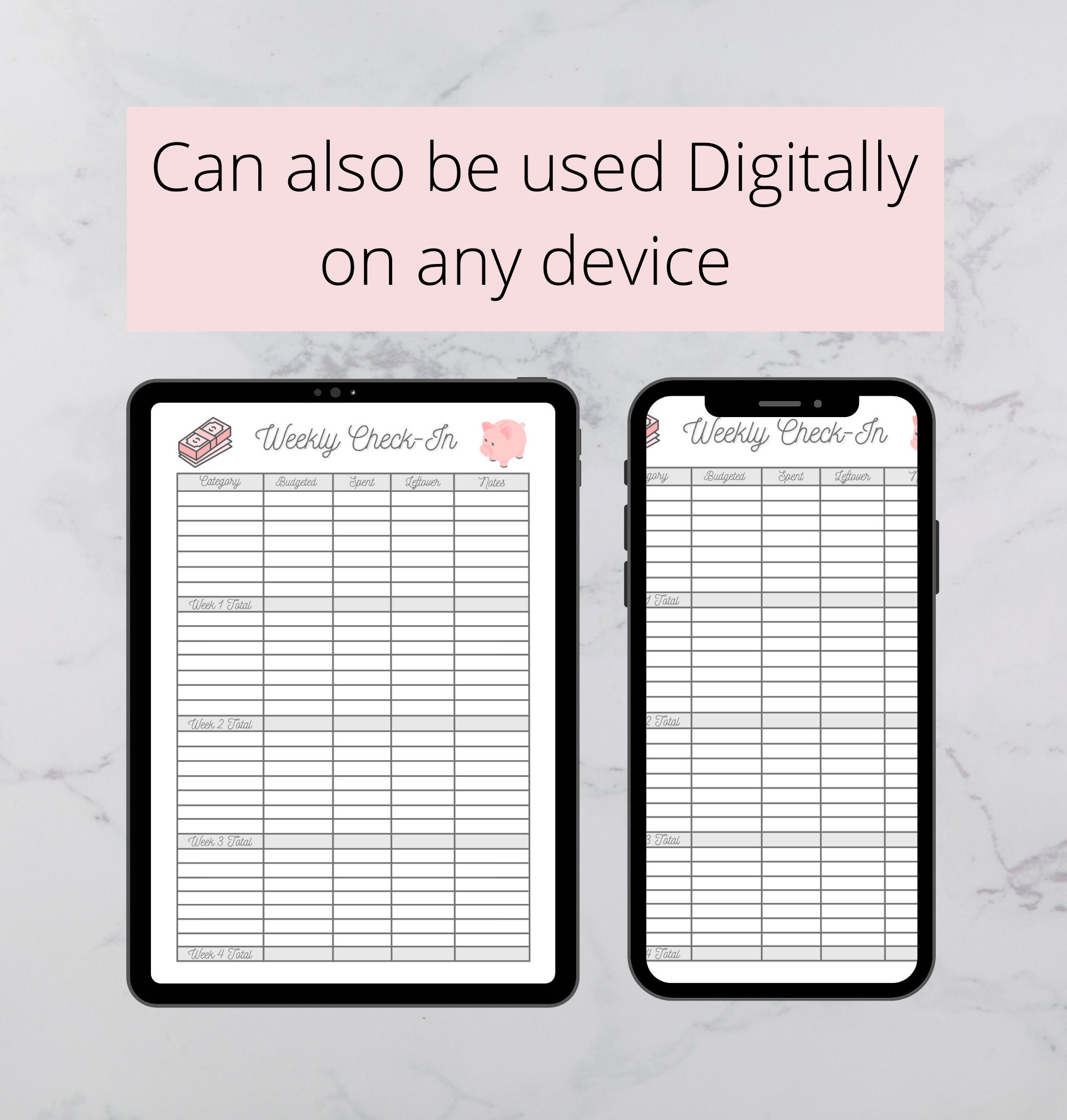 Printable Weekly Check in Worksheet | Budget Planner | Variable ...