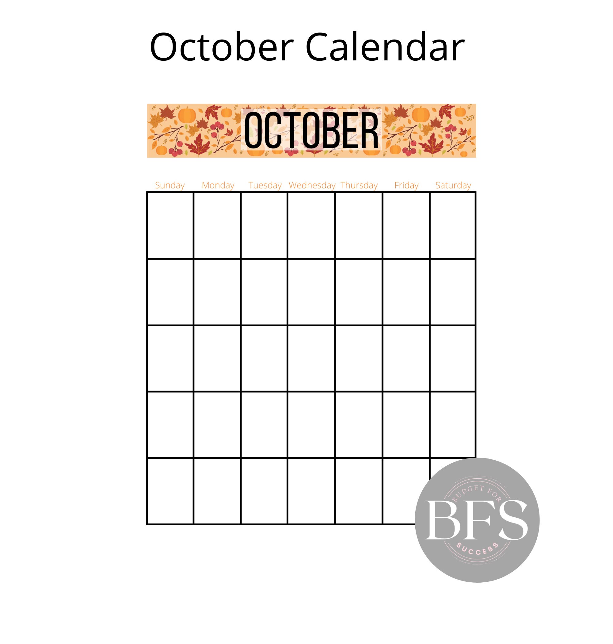 Printable October Fall Budget Bundle | Fall Budget Set | October ...
