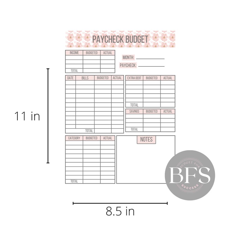 Printable Pink Spring Paycheck Weekly and Bi-weekly Budget - Etsy