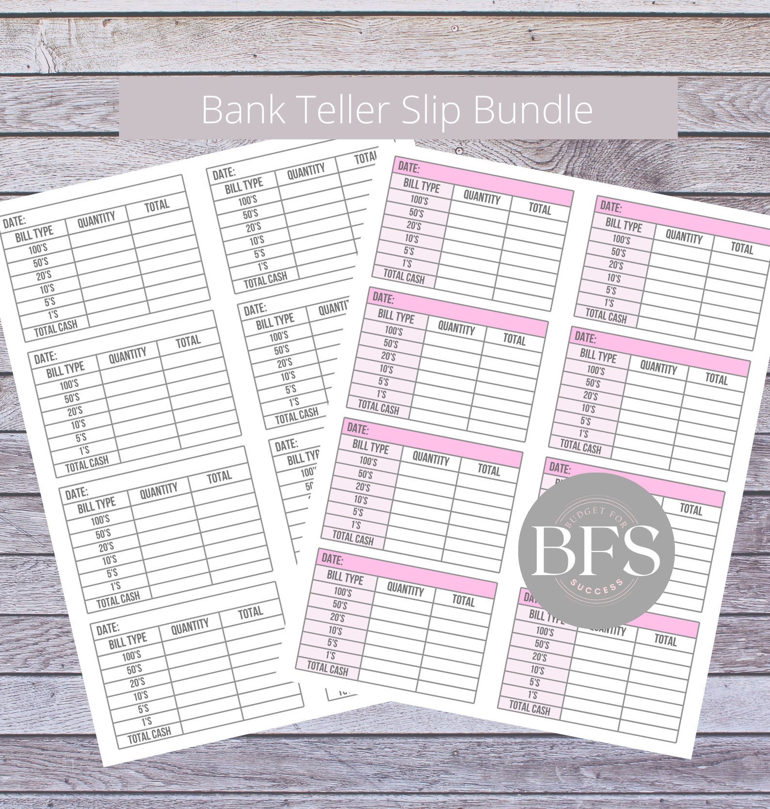 Printable Bank Teller Slips Bundle | Teller Slips | Bank Slips | Cash ...