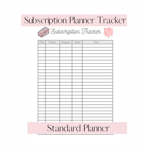 Printable Subscription Planner Tracker Instant Download - Etsy