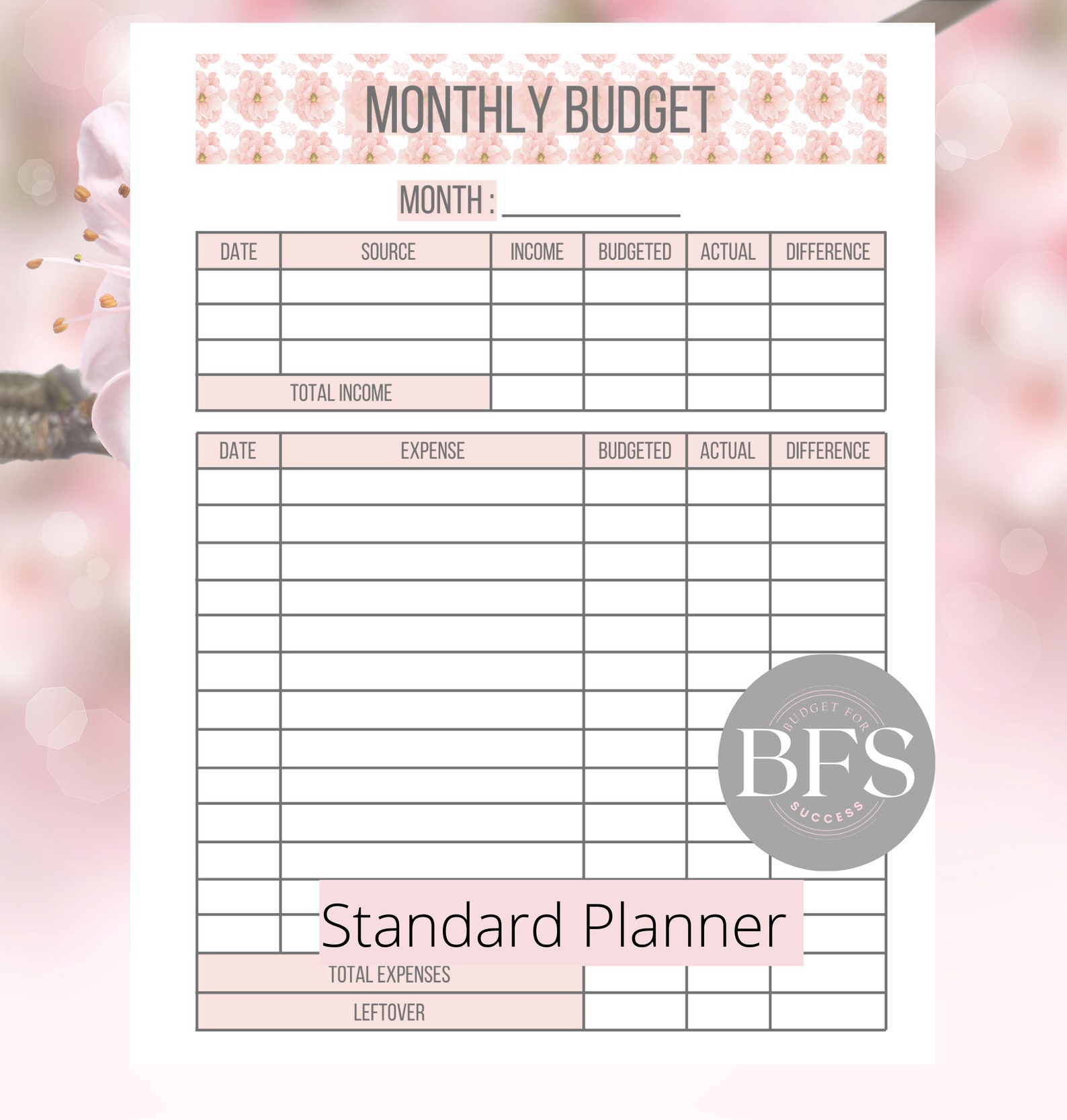 Printable Pink Monthly Budget Planner Planning Sheet Gift for Her ...