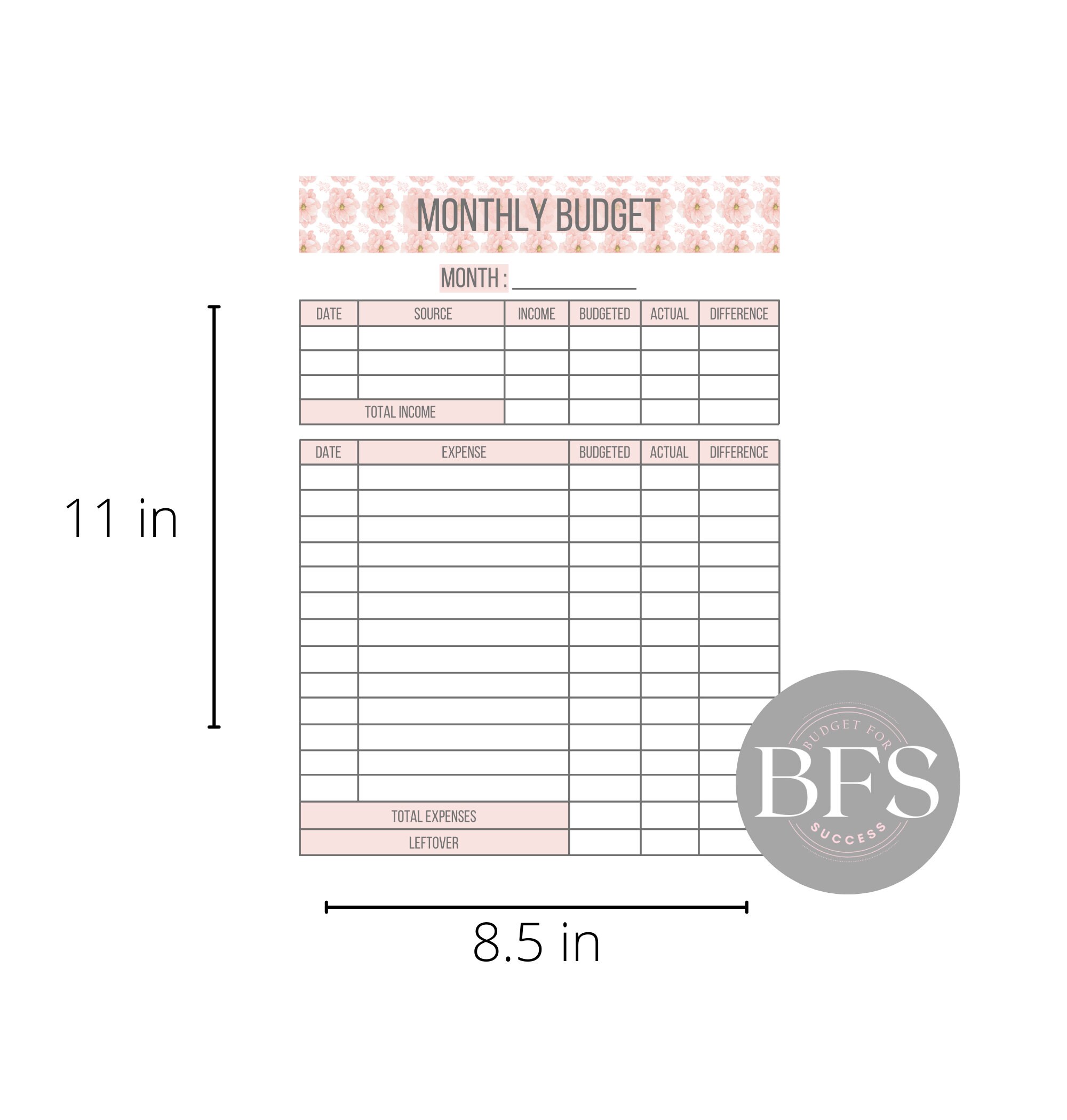 Printable Pink Monthly Budget Planner | Planning Sheet | Gift for Her ...