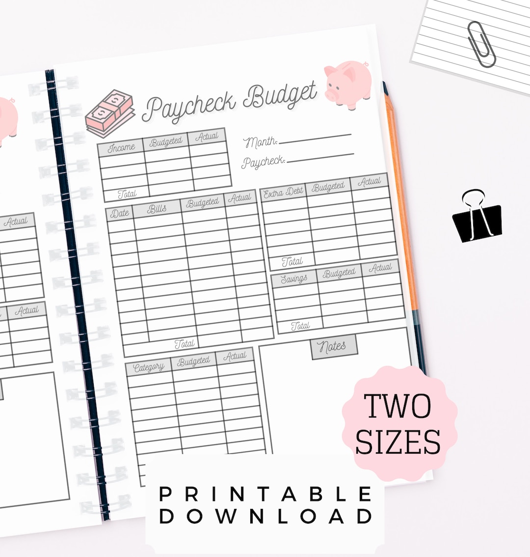 Printable Paycheck Weekly and Bi-weekly Budget Planner Sheet - Instant ...
