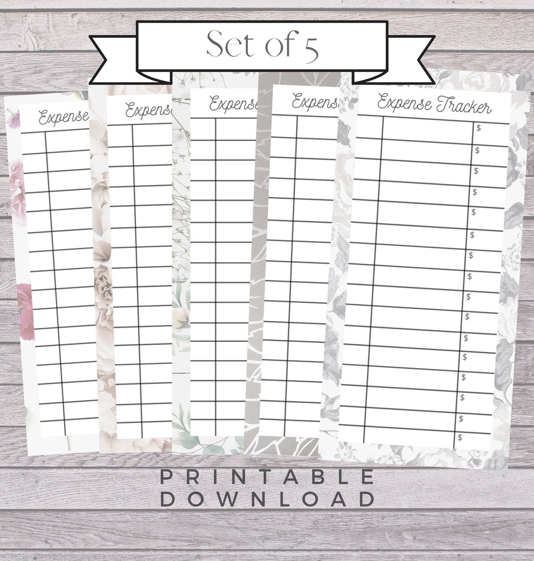 Printable Expense Trackers Floral Pattern | Printable Cashless Trackers ...