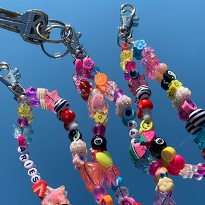 Beaded Keychain 90s Beaded Keychain Y2K Aesthetic Custom Beaded ...