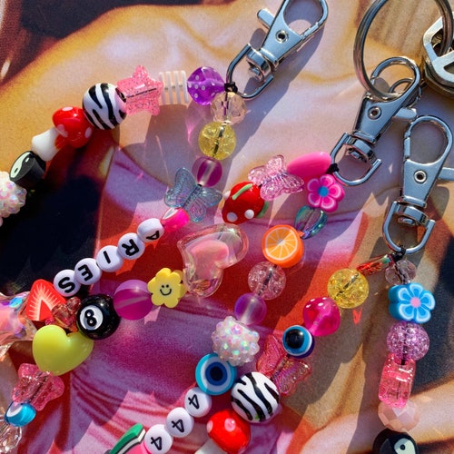 Y2k Beaded Keychain 90s 2000s Aesthetic Lanyard Key Charm - Etsy Canada