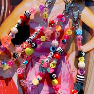 Beaded Keychain 90s Beaded Keychain Y2K Aesthetic Custom Beaded ...
