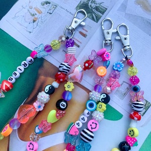 Beaded Keychain 90s Beaded Keychain Y2K Aesthetic Custom Beaded ...