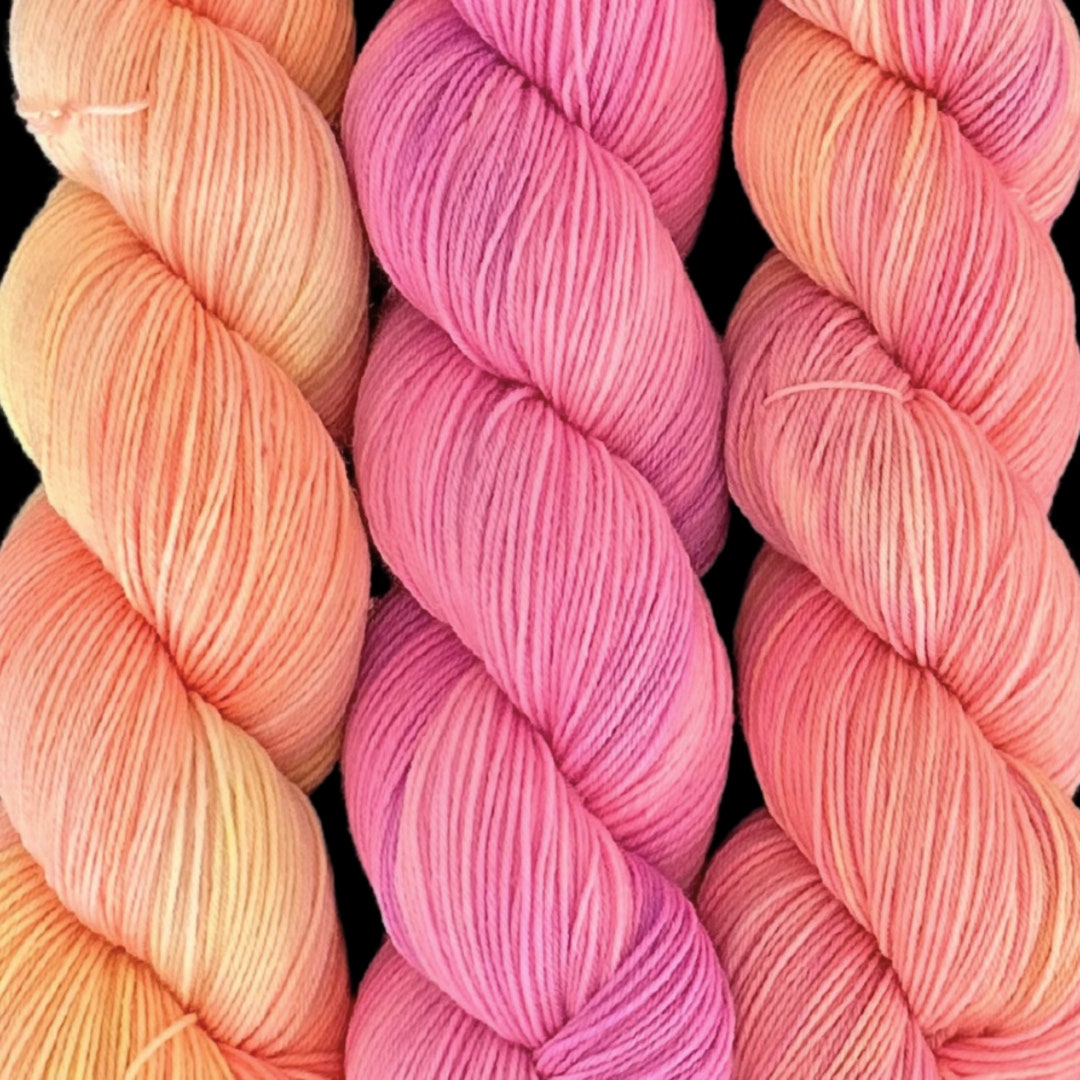 3 Skein Yarn Bundle - Sherbet and Sorbet - Orange, Strawberry, and ...