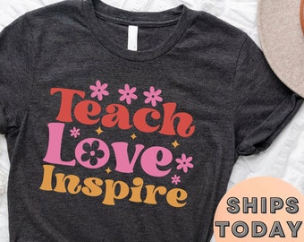 Teach Love Inspire Shirt, Teacher Gift, Teacher Shirt, Elementary ...