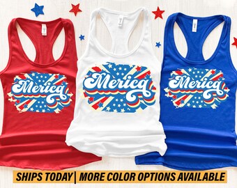 Merica Tank Top Women's 4th of July Tank July 4th Tank Top America Tank ...