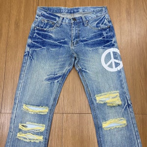 31 X 32 Peace Painted Jeans Distress Jeans Light Wash Distress High ...