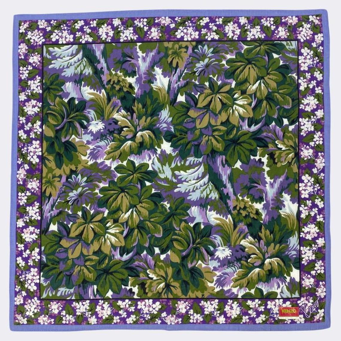 Designer Kenzo Handkerchief, Retro 90s Floral Pattern, Elegant Cotton ...