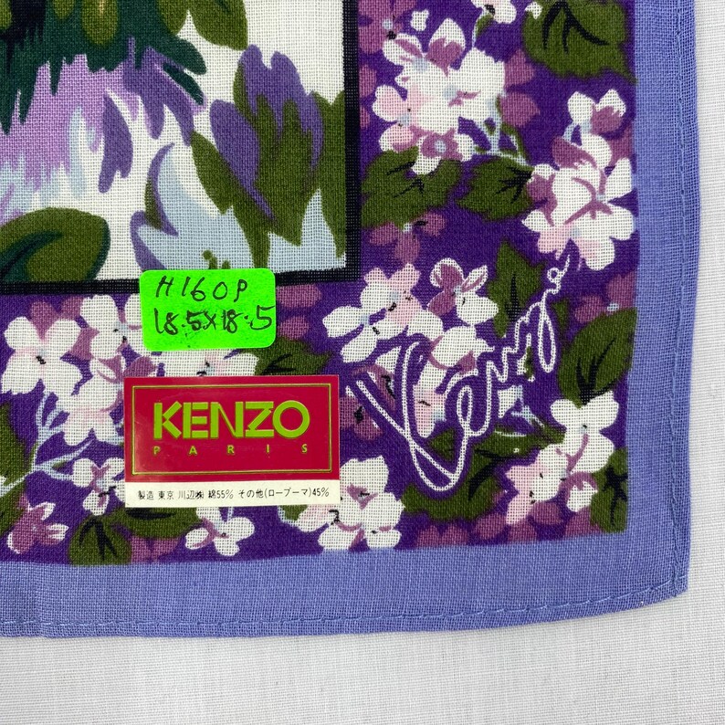 Designer Kenzo Handkerchief, Retro 90s Floral Pattern, Elegant Cotton ...