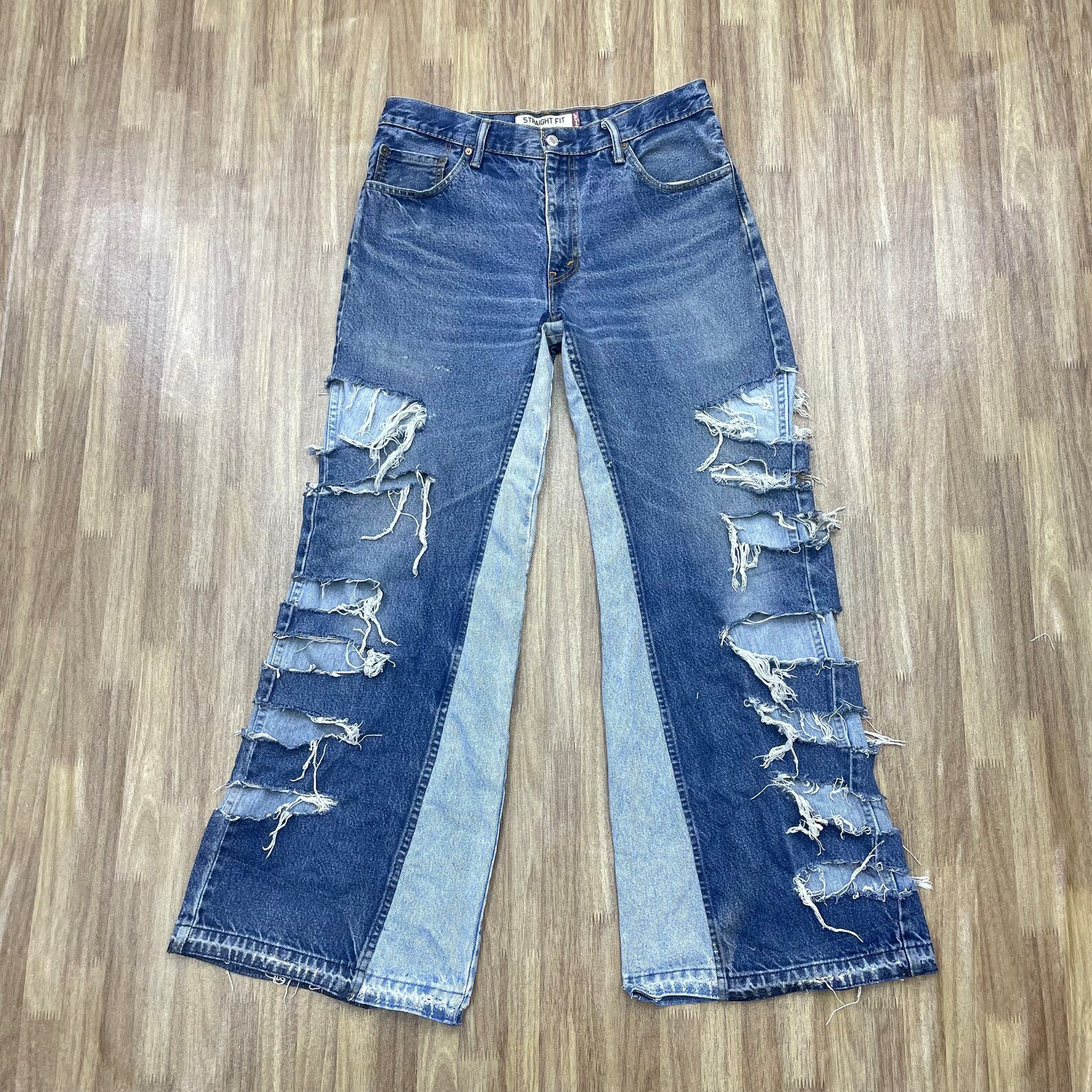 32 X 32 Vintage Levis 505 Remake Jeans, Distressed Layered Denim Pants ...