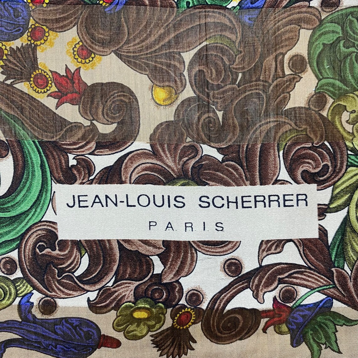 Vintage Jean Louis Scherrer Shawl, Silk Scarf, Silk Muffler, Square ...