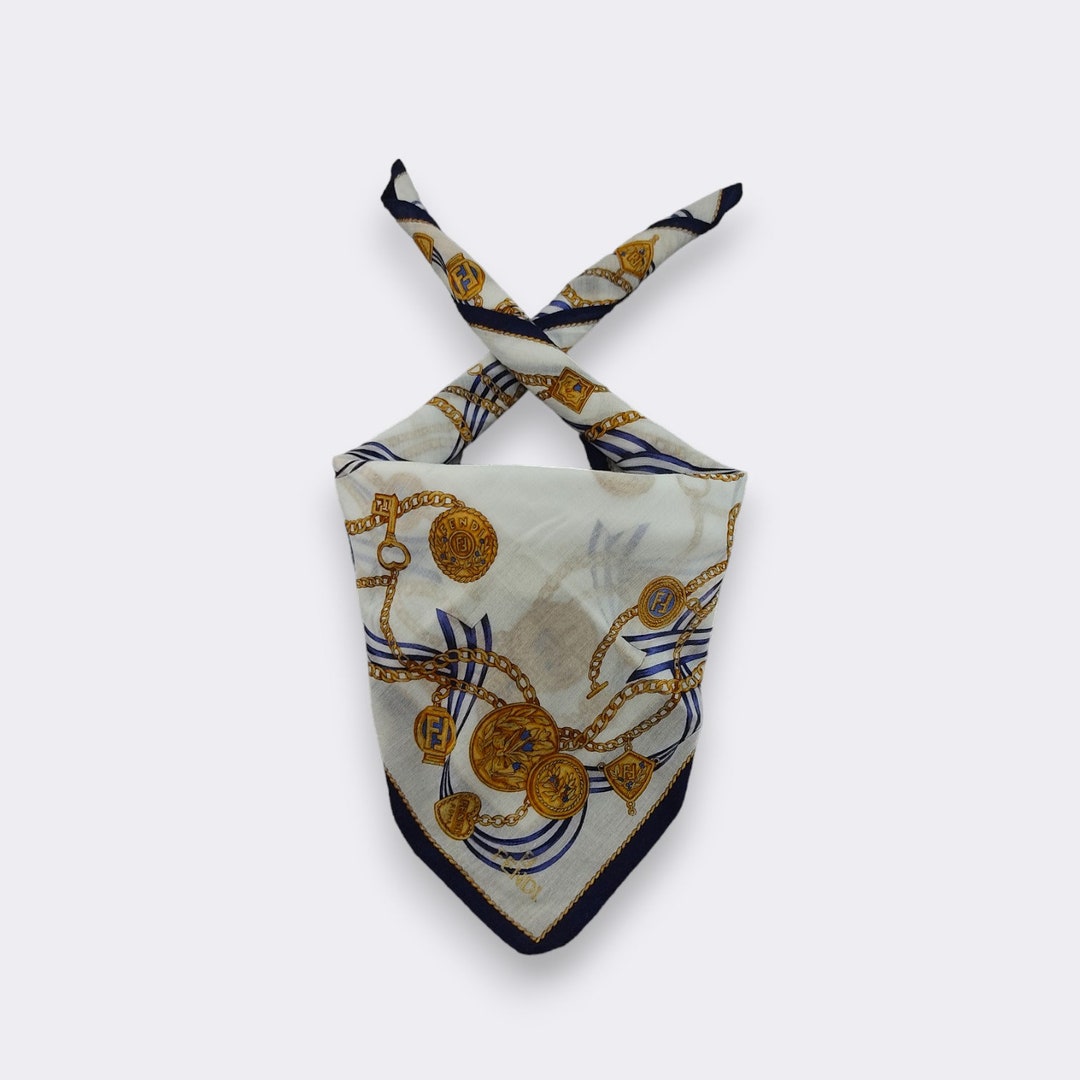 90s Fendi Cotton Silk Scarf Elegant Vintage Handkerchief, Designer ...
