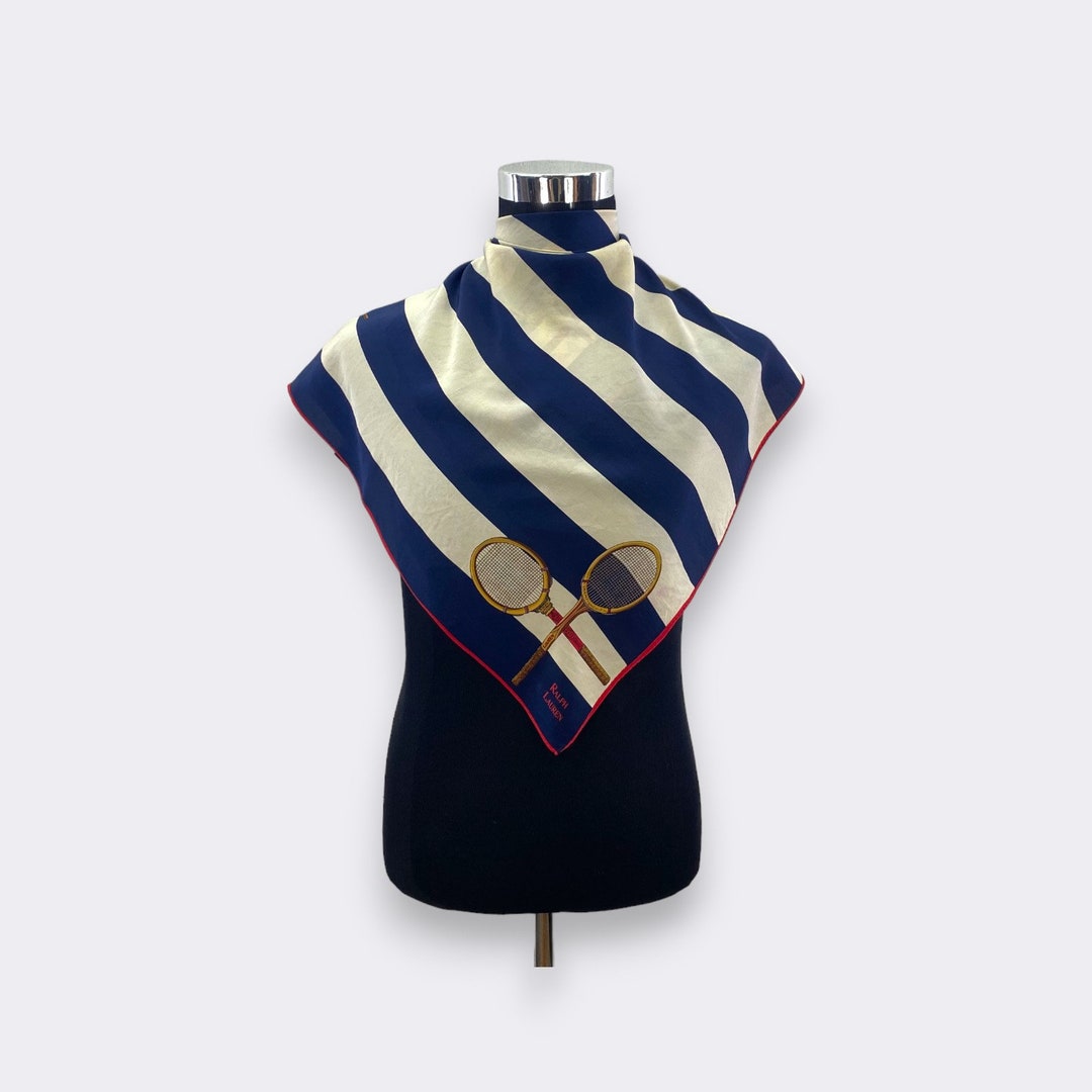 Vintage Ralph Lauren Silk Scarf, 90s Art Muffler, Elegant Square Scarf ...