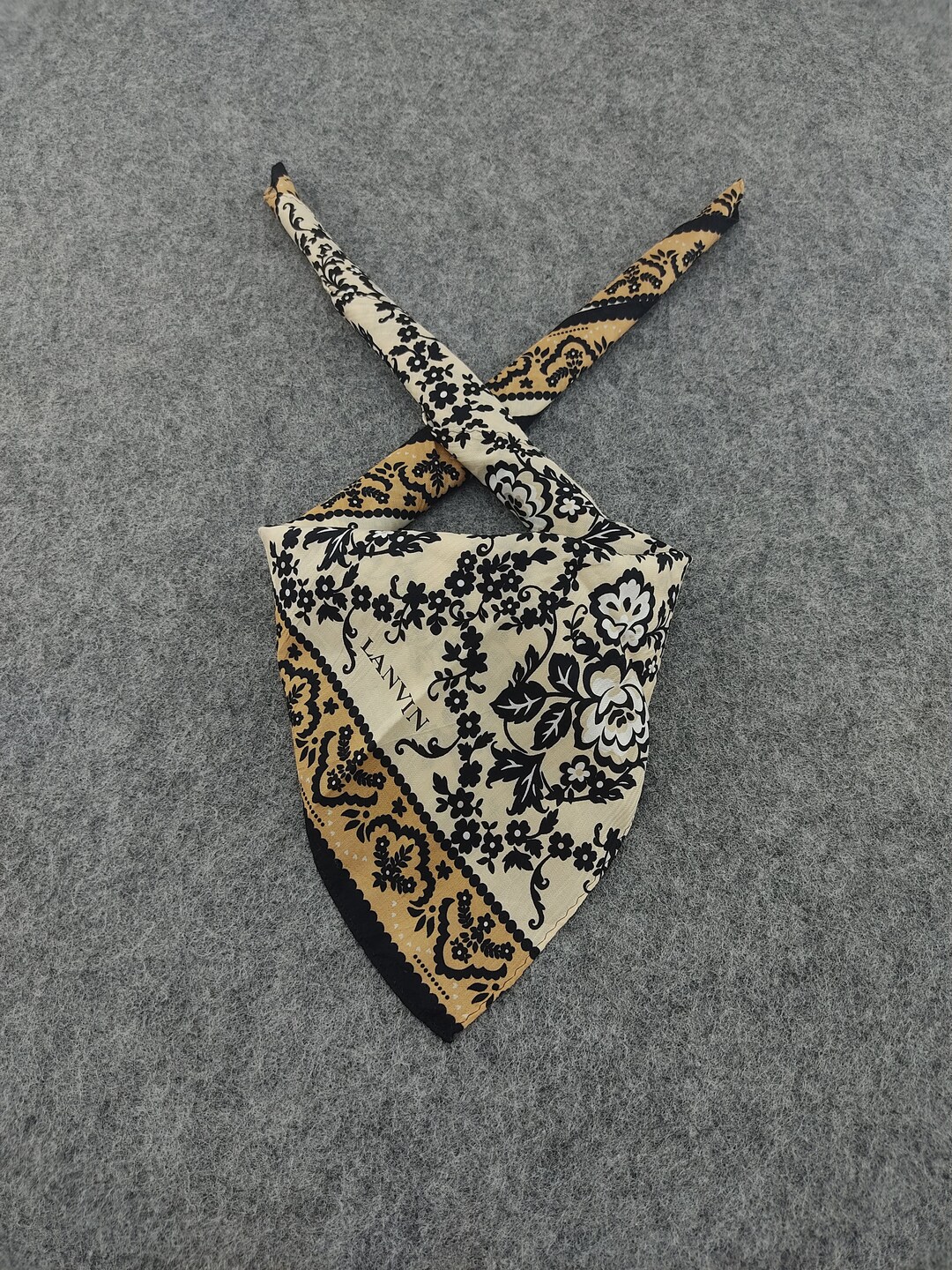 Vintage Lanvin Handkerchief - 90s Floral Tartan Neckerchief, Multicolor ...