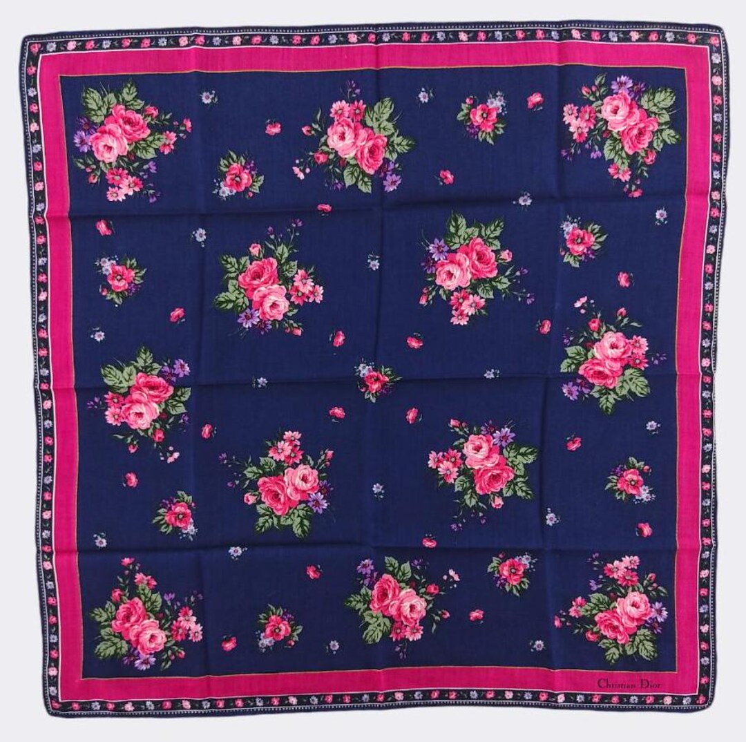Rare 90s Christian Dior Handkerchief Elegant Vintage Fashion Accent ...