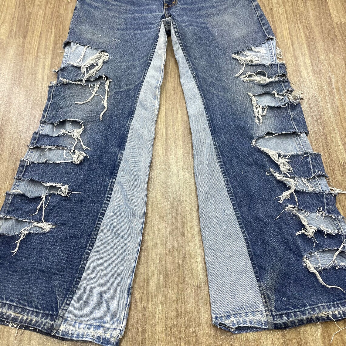 32 X 32 Vintage Levis 505 Remake Jeans, Distressed Layered Denim Pants ...