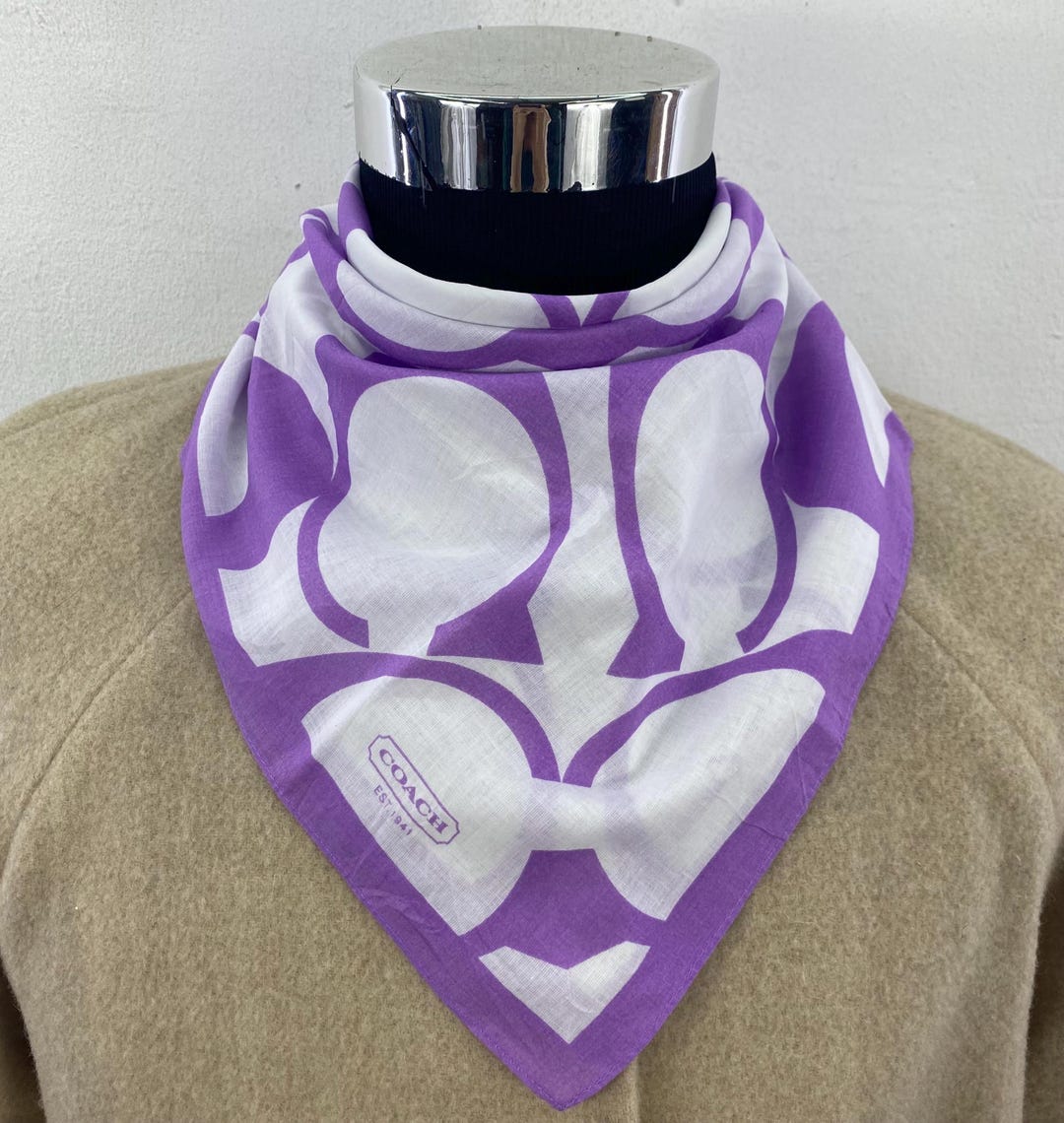90s Authentic Vintage Coach Handkerchief Neckerchief Headband Bandana ...