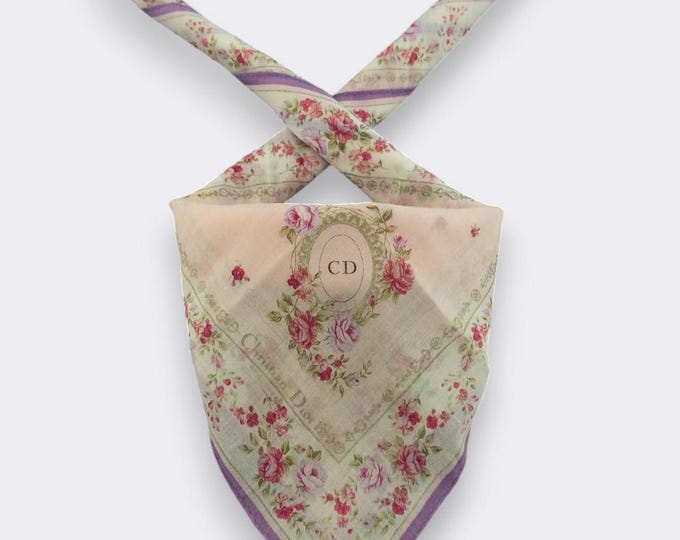 Rare 90s Christian Dior Handkerchief Elegant Vintage Fashion Accent ...