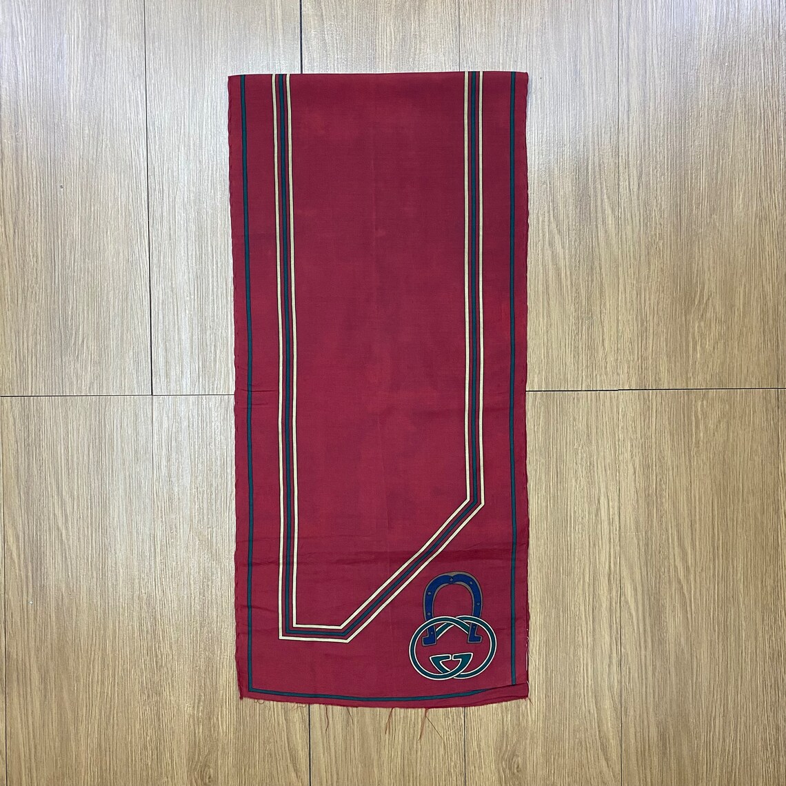 Rare 90s Vintage Gucci Silk Scarf – Red Luxurious Long Muffler ...