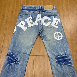 31 X 32 Peace Painted Jeans Distress Jeans Light Wash Distress High ...
