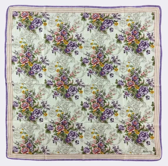 Vintage Burberry Floral Handkerchief 90s Designer Nec… - Gem