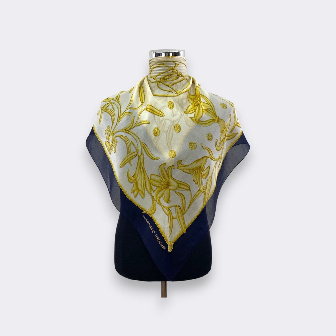 Vintage Yukisaburo Watanabe Shawl, Floral Silk Scarf, Silk Muffler ...