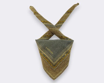 Vintage Lanvin Handkerchief 90s Floral Tartan Neckerchief, Multicolor ...