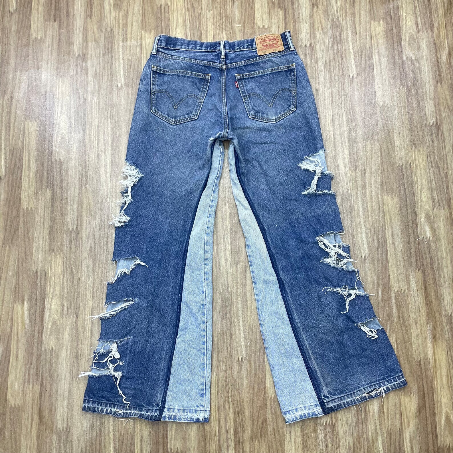 32 X 32 Vintage Levis 505 Remake Jeans, Distressed Layered Denim Pants ...