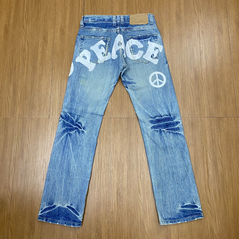 31 X 32 Peace Painted Jeans Distress Jeans Light Wash Distress High ...