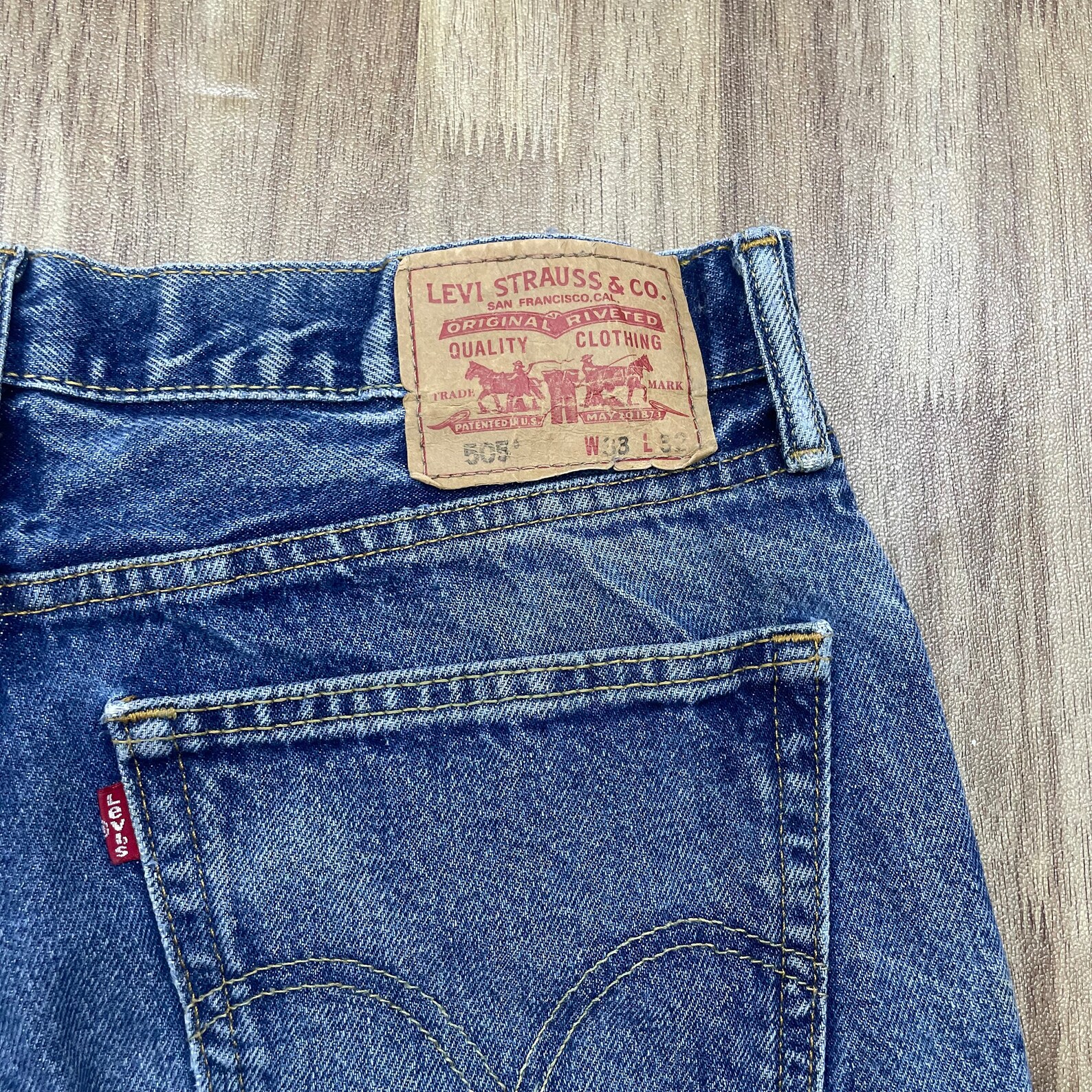 32 X 32 Vintage Levis 505 Remake Jeans, Distressed Layered Denim Pants ...