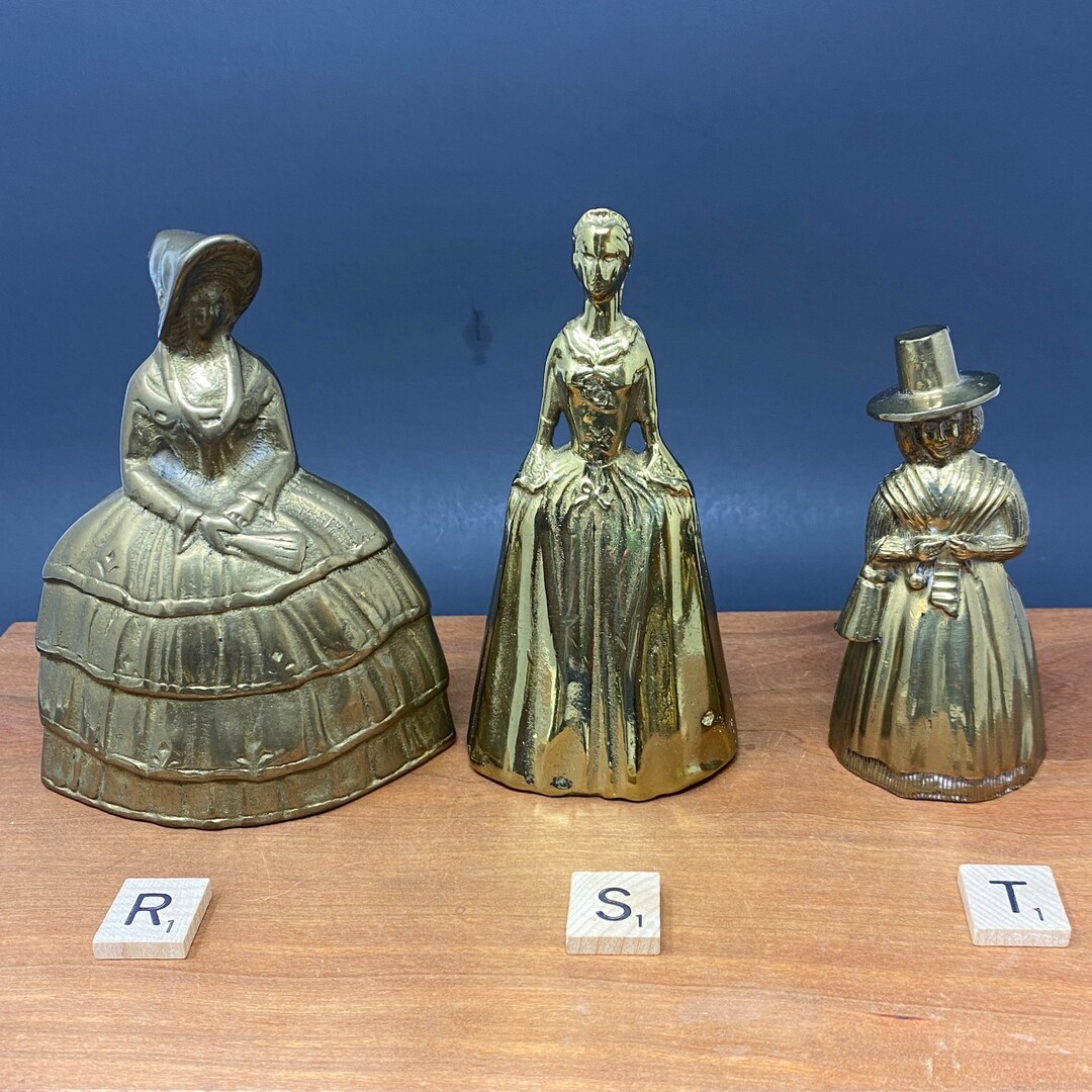 Vintage Brass Bell, Brass Lady Bell, Brass Bell, Crinoline Lady Bell ...